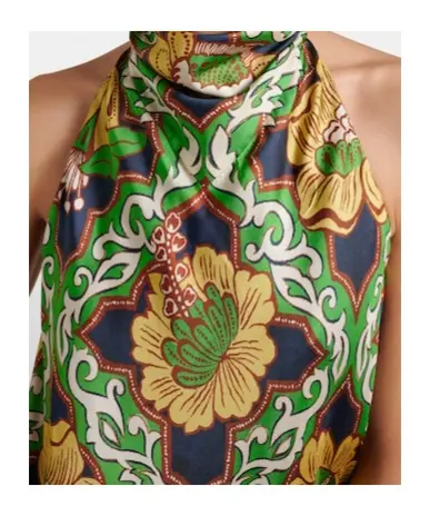 ALEMAIS Printed Silk Satin Top