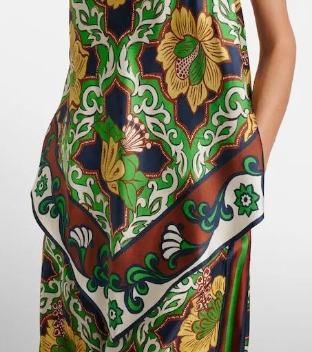 ALEMAIS Printed Silk Satin Top