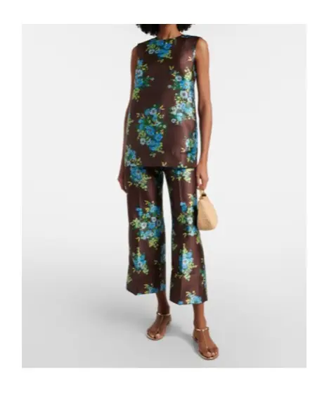 ALEMAIS Floral Satin Bootcut Pants
