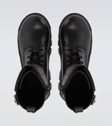 Balenciaga Bulldozer Debossed Leather Combat Boots
