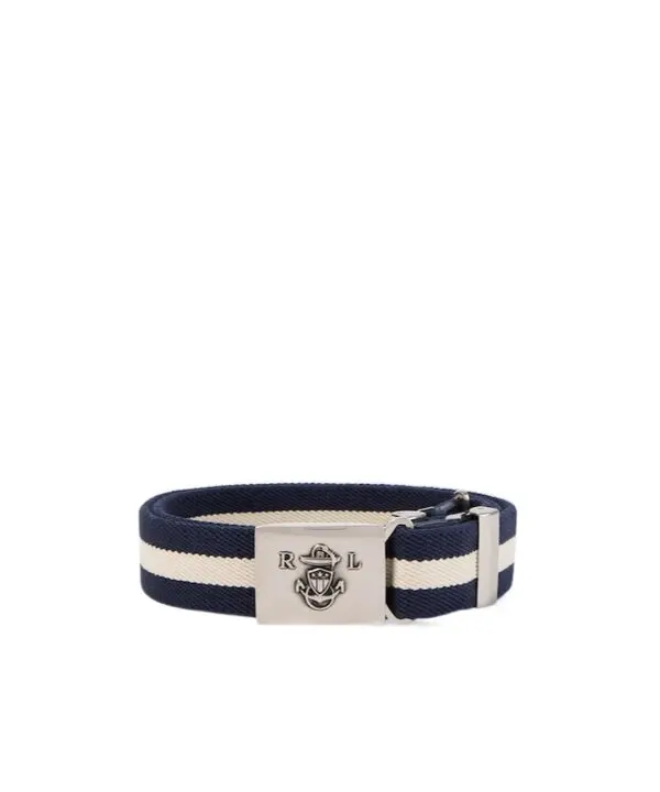 Ralph Lauren Striped Leather-trimmed Belt