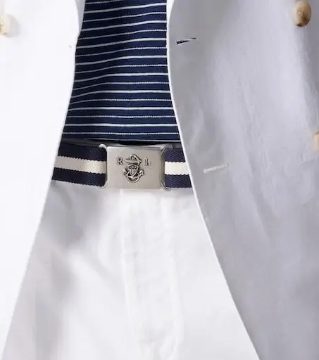 Ralph Lauren Striped Leather-trimmed Belt