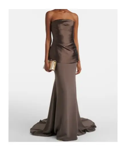Solace Alia Strapless Satin Crepe Dress