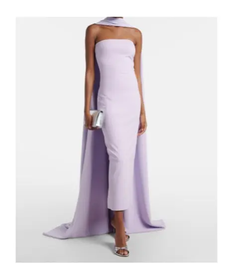 Solace London Strapless Midi Dress With Scarf Detail And Cape