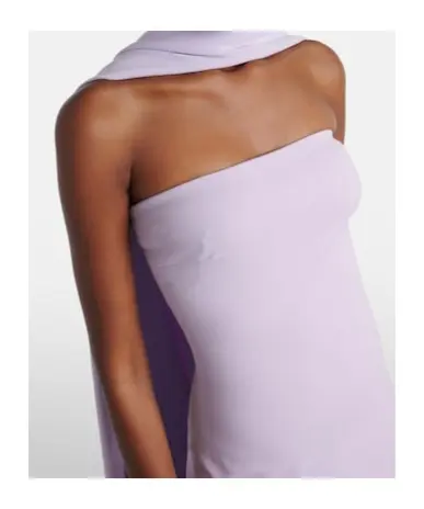 Solace London Strapless Midi Dress With Scarf Detail And Cape
