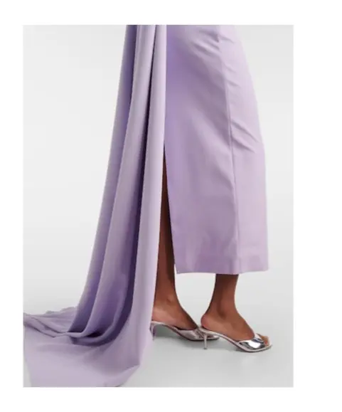 Solace London Strapless Midi Dress With Scarf Detail And Cape