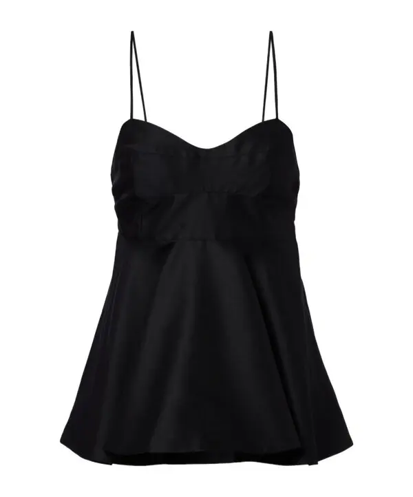 RÓHE Wool And Silk Blend Ruffled Camisole - Black