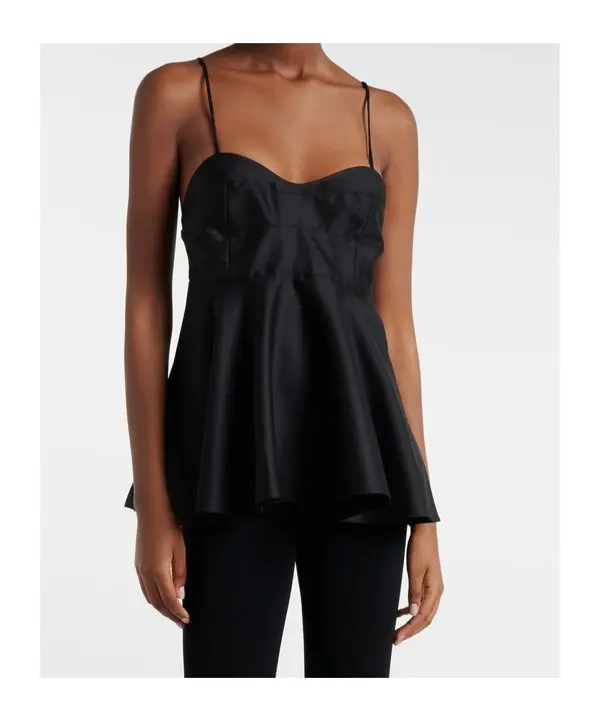 RÓHE Wool And Silk Blend Ruffled Camisole - Black