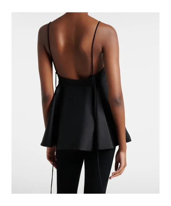 RÓHE Wool And Silk Blend Ruffled Camisole - Black