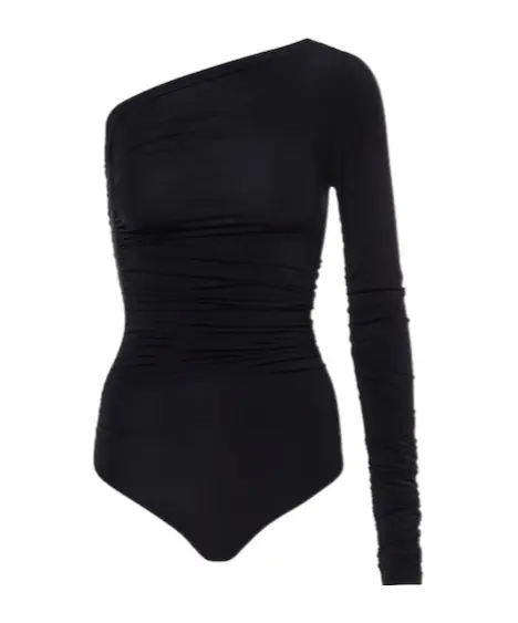Wolford Draped Semi-sheer Bodysuit - Black