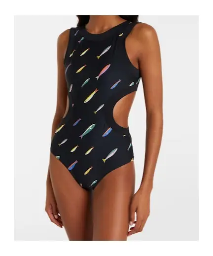 Staud Dolce Cutout Printed Swimsuit