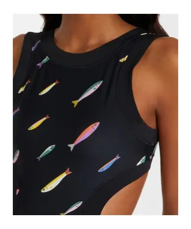 Staud Dolce Cutout Printed Swimsuit