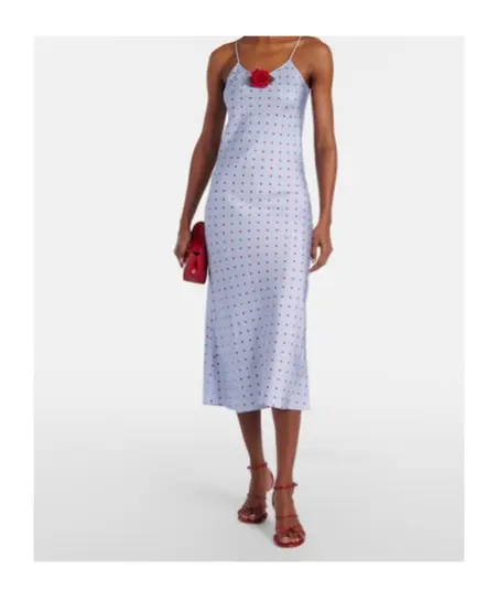 RODARTE Floral Appliqué Printed Silk Slip Dress