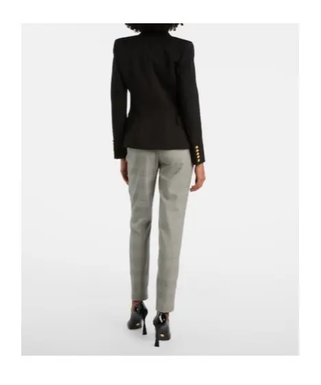 Balmain Prince Of Wales Wool-blend Slim Pants - Gray