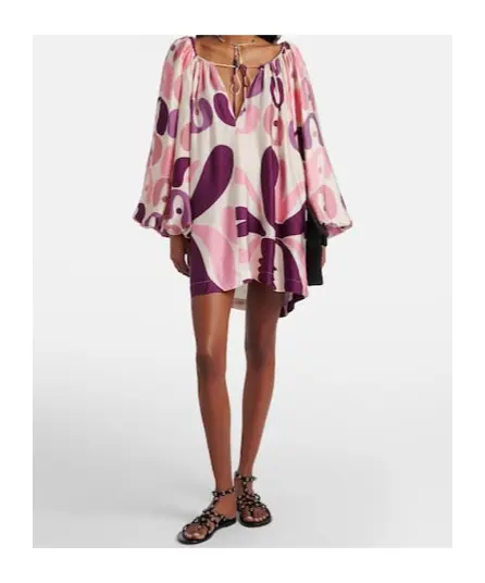 ADRIANA DEGREAS Printed Satin Minidress