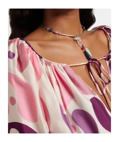 ADRIANA DEGREAS Printed Satin Minidress