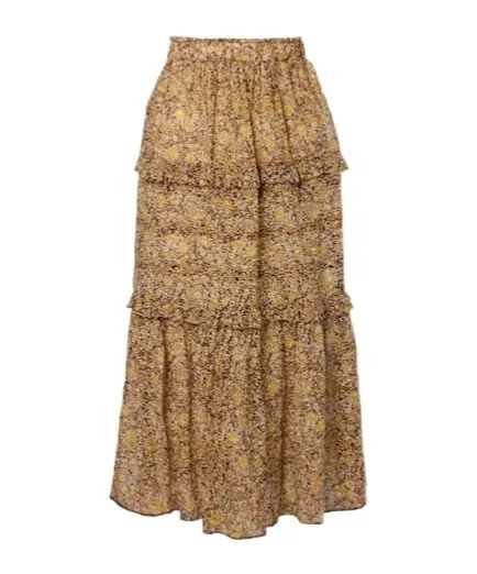 Isabel Marant Étoile Volumia Floral Cotton Tiered Maxi Skirt - Brown