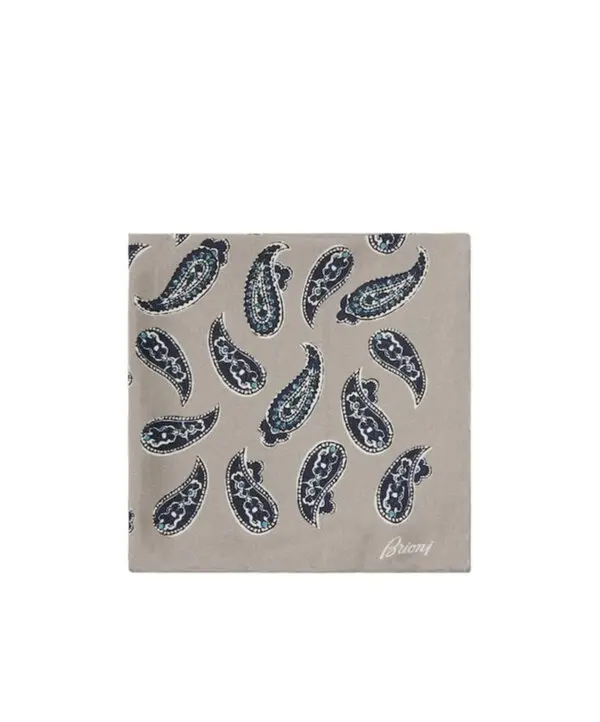 Brioni Paisley Silk Twill Pocket Square