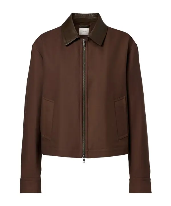 Vince Short Leather-trimmed Cotton Twill Jacket