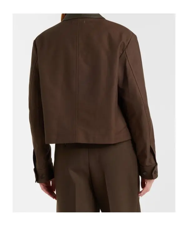 Vince Short Leather-trimmed Cotton Twill Jacket
