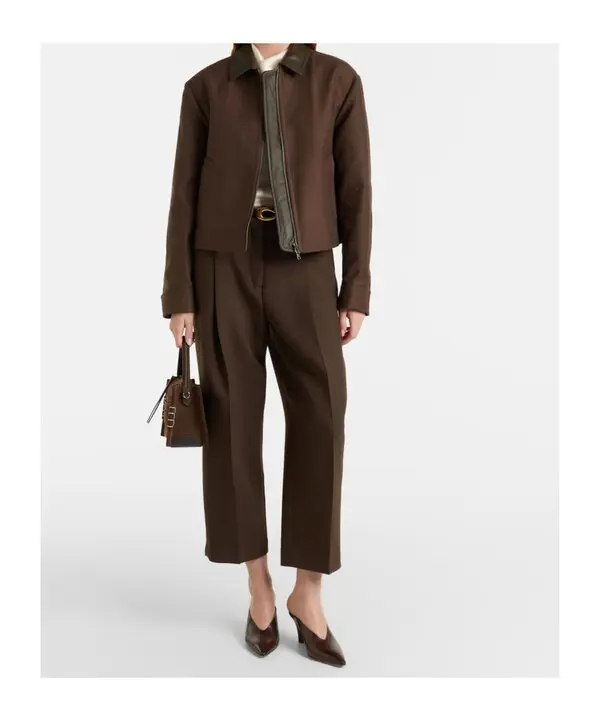 Vince Short Leather-trimmed Cotton Twill Jacket