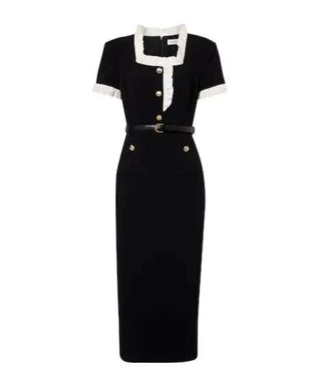 SELF-PORTRAIT Tie-waist Crepe Midi Dress
