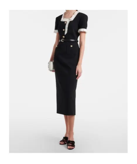 SELF-PORTRAIT Tie-waist Crepe Midi Dress