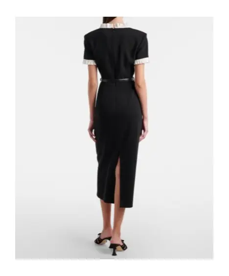 SELF-PORTRAIT Tie-waist Crepe Midi Dress