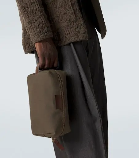Giorgio Armani Leather-trimmed Zippered Toiletry Bag
