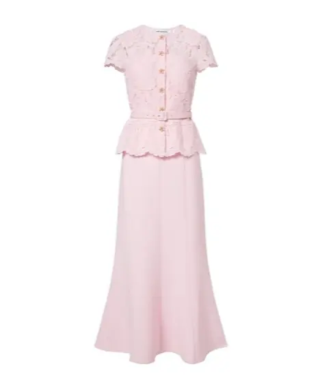 SELF-PORTRAIT Lace-up Lace Crepe Midi Dress