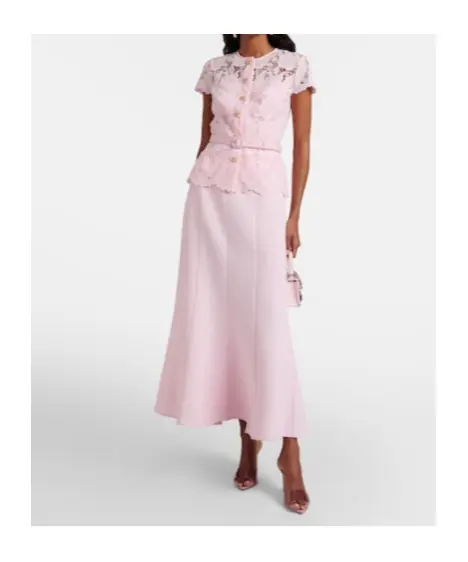 SELF-PORTRAIT Lace-up Lace Crepe Midi Dress
