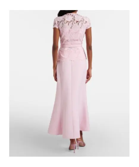 SELF-PORTRAIT Lace-up Lace Crepe Midi Dress