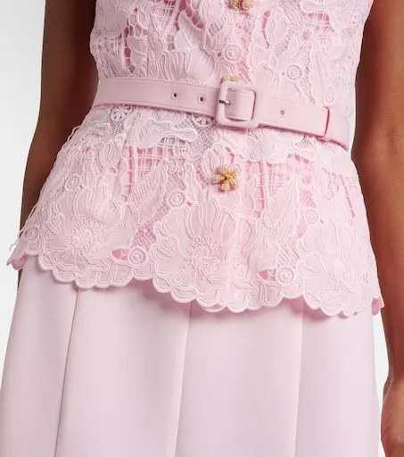 SELF-PORTRAIT Lace-up Lace Crepe Midi Dress