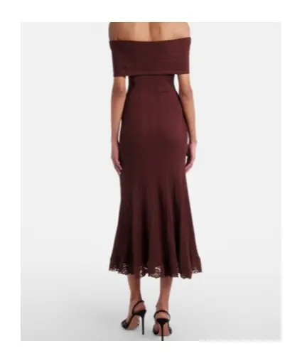 SELF-PORTRAIT Lace-trimmed Off-shoulder Midi Dress