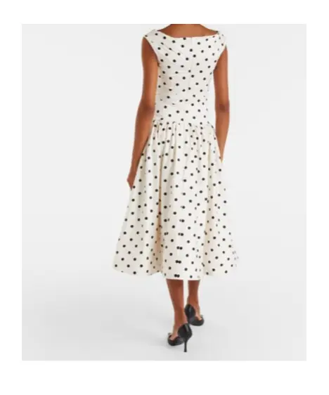 SELF-PORTRAIT Polka-dot Off-shoulder Cotton Midi Dress