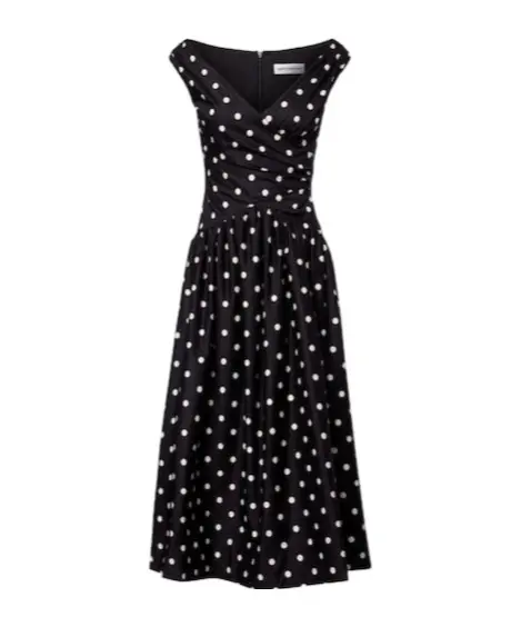 SELF-PORTRAIT Polka-dot Off-shoulder Cotton Midi Dress