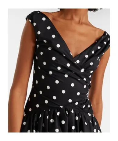 SELF-PORTRAIT Polka-dot Off-shoulder Cotton Midi Dress