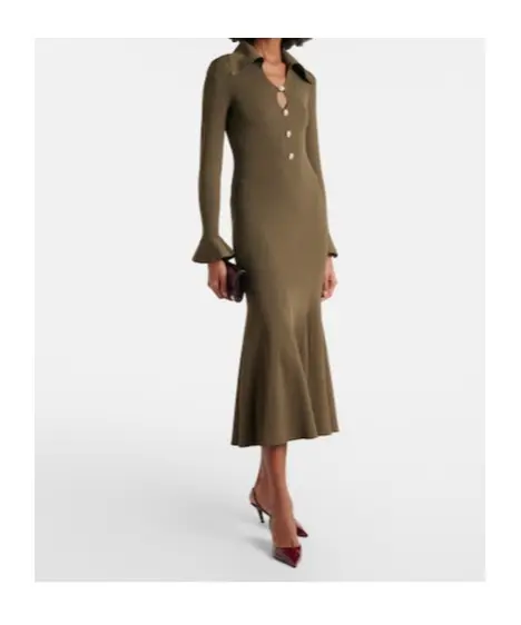 SELF-PORTRAIT Ribbed-knit Midi Dress