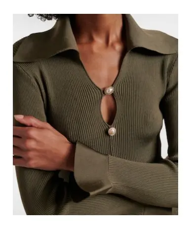 SELF-PORTRAIT Ribbed-knit Midi Dress