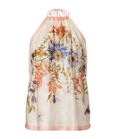 Etro Floral Halterneck Open-back Silk Top