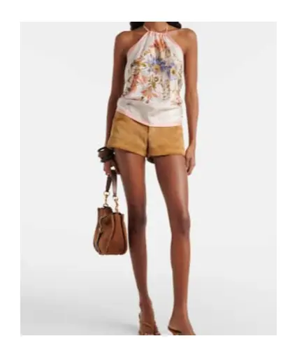 Etro Floral Halterneck Open-back Silk Top