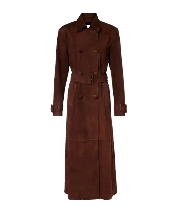 Nour Hammour Tate Suede Trench Coat - Brown