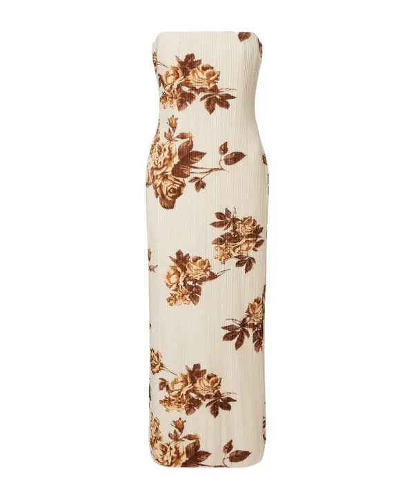 Magda Butrym Floral Ribbed-knit Maxi Dress - Nude