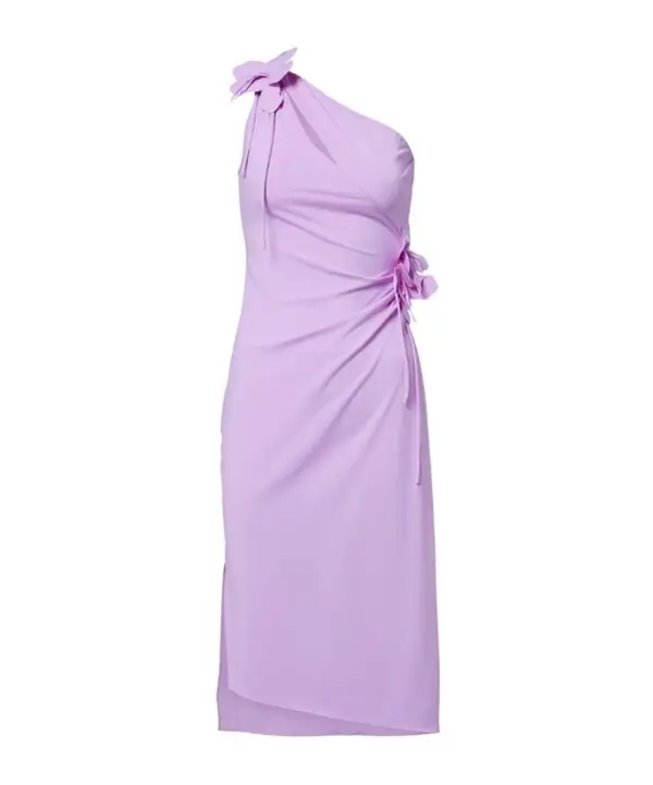 Coperni Asymmetrical Floral Appliqué Jersey Cocktail Dress