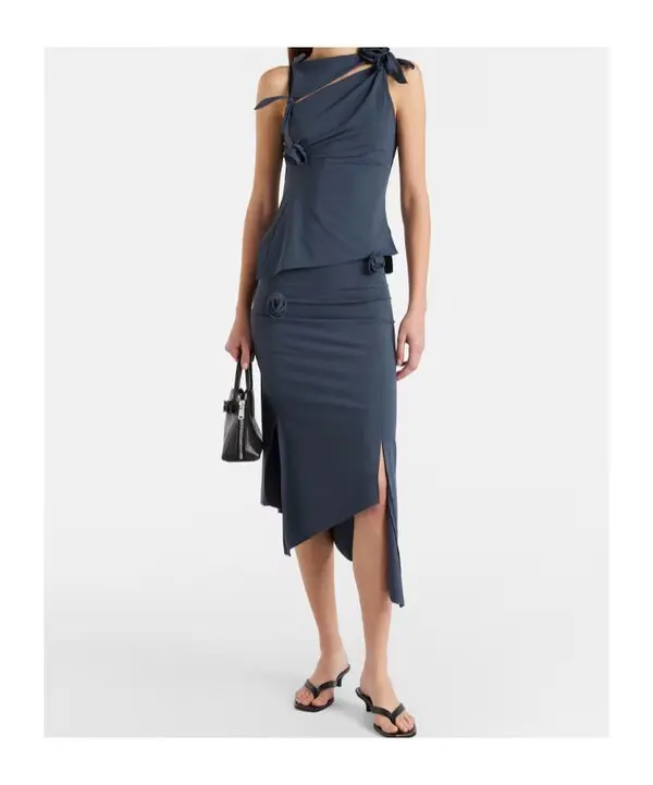 Coperni Floral-applique Jersey Midi Skirt