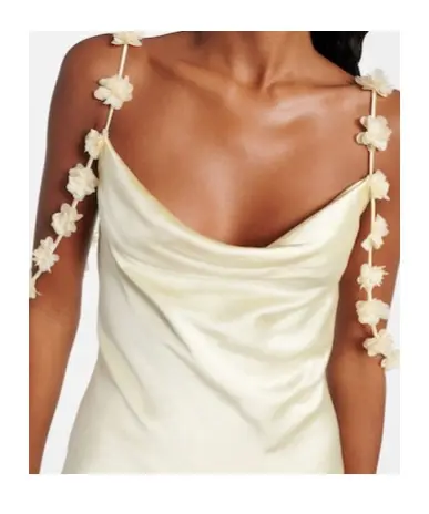 SELF-PORTRAIT Floral-appliqué Satin Maxi Dress