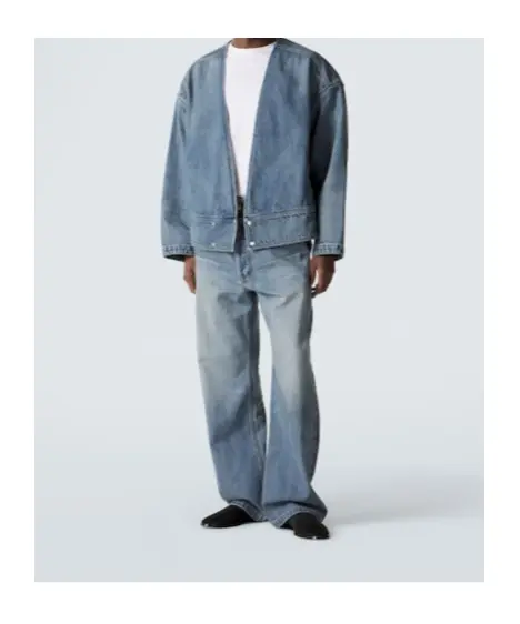Fear Of God Distressed V-neck Denim Jacket