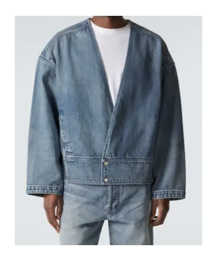 Fear Of God Distressed V-neck Denim Jacket