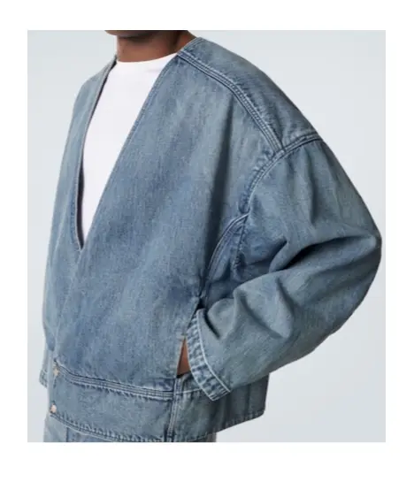 Fear Of God Distressed V-neck Denim Jacket