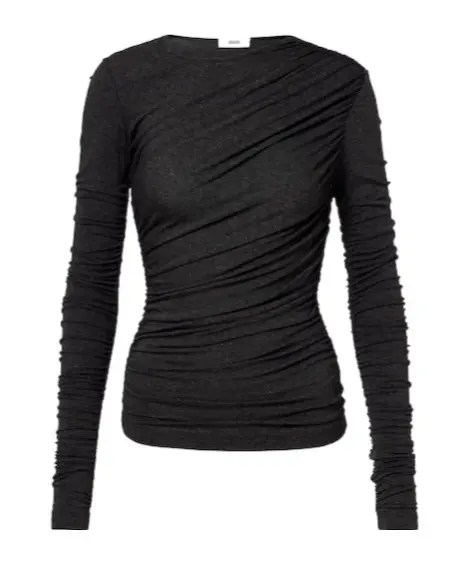 AGOLDE Tania Ruched Jersey Top - Black